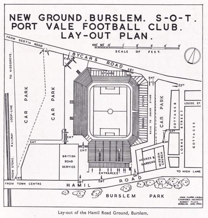 Original Vale Park plans envisaged a huge Kop-style end terrace ...