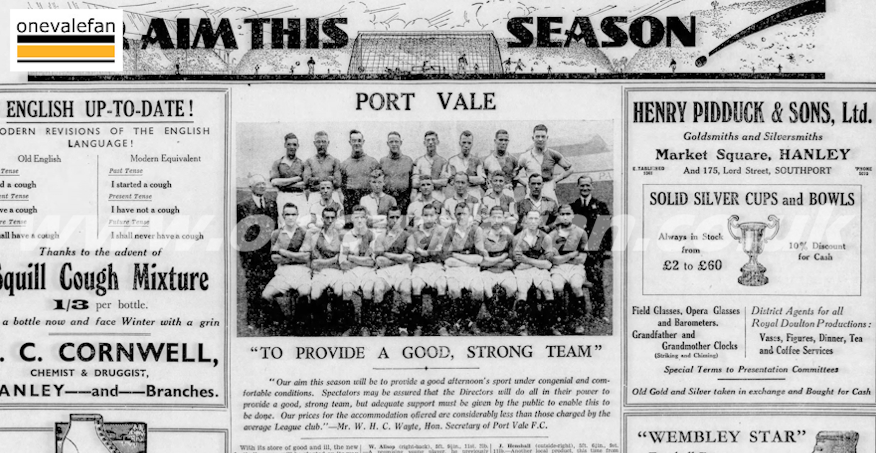 Read profiles of the 1932-33 Port Vale squad - onevalefan.co.uk